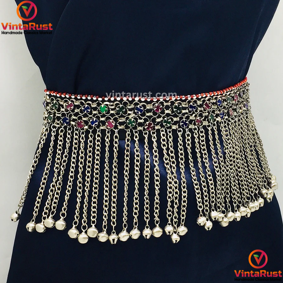 Tribal Chain Belt With Long Dangling Bells – Vintarust