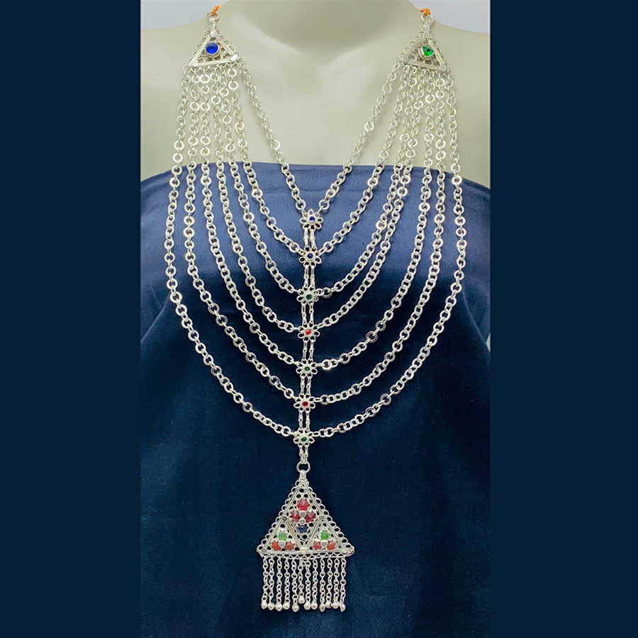 Gorgeous Antique Handmade Silver Bib Necklace – Vintarust