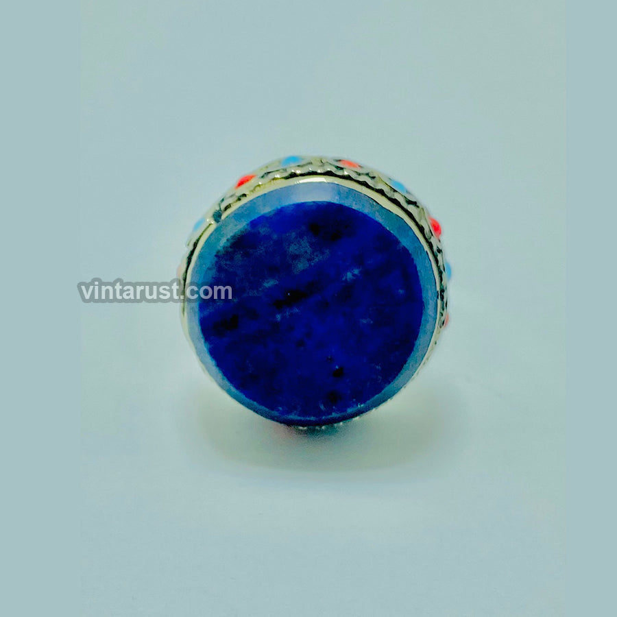Lapis Stone Handmade Kuchi Ring – Vintarust