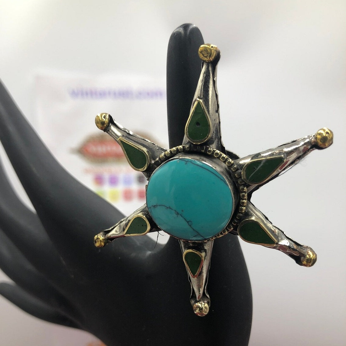 Vintage Turquoise Massive Stone Star Ring – Vintarust