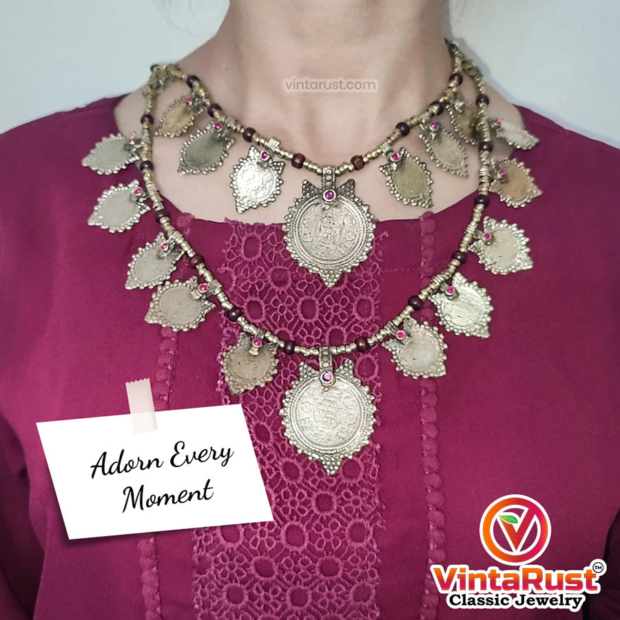 Tribal Vintage Two Layers Coins Necklace – Vintarust