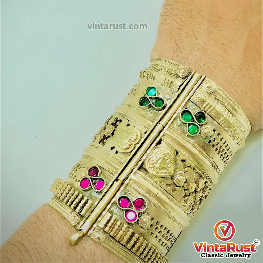 Vintage Handmade Golden Handcuffs Bracelets – Vintarust
