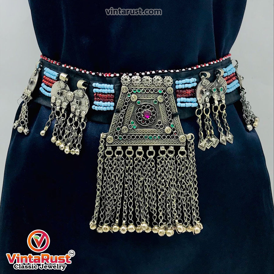 Vintage Kuchi Belt, Tribal Big Pendant and Coins – Vintarust